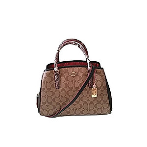 COACH 38380 Signature Exotic Mix SM Margot Crossbody Satchel KHAKI/BLACK