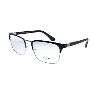 Prada Heritage PR 54TV 1BO1O1 Matte Black Metal Rectangle Eyeglasses 53mm