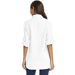 Women's UPF 50 Long Sleeve Sun Protection Shirts Quick Dry Outdoor Fishing Hiking Travel Shirt (5019 White, Small)