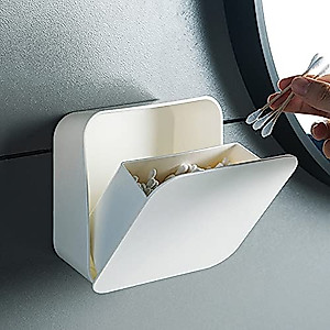 Holder Wall Mount, Cotton Swab Storage Box, for Cotton Balls, Cotton Swabs, Q-Tips, Cotton Rounds, Makeup Pads Storage Canister, for Bathroom, Bedroom, White