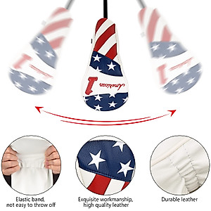 Craftsman Golf Updated US Style Patriotic Stars and Stripes Red White Blue Driver Cover Headcover for Golf Clubs