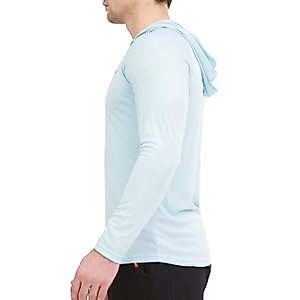 Men's UPF 50+ Sun Protection Hoodie Outdoor Long Sleeve T-Shirt for Running, Fishing, Hiking Azure