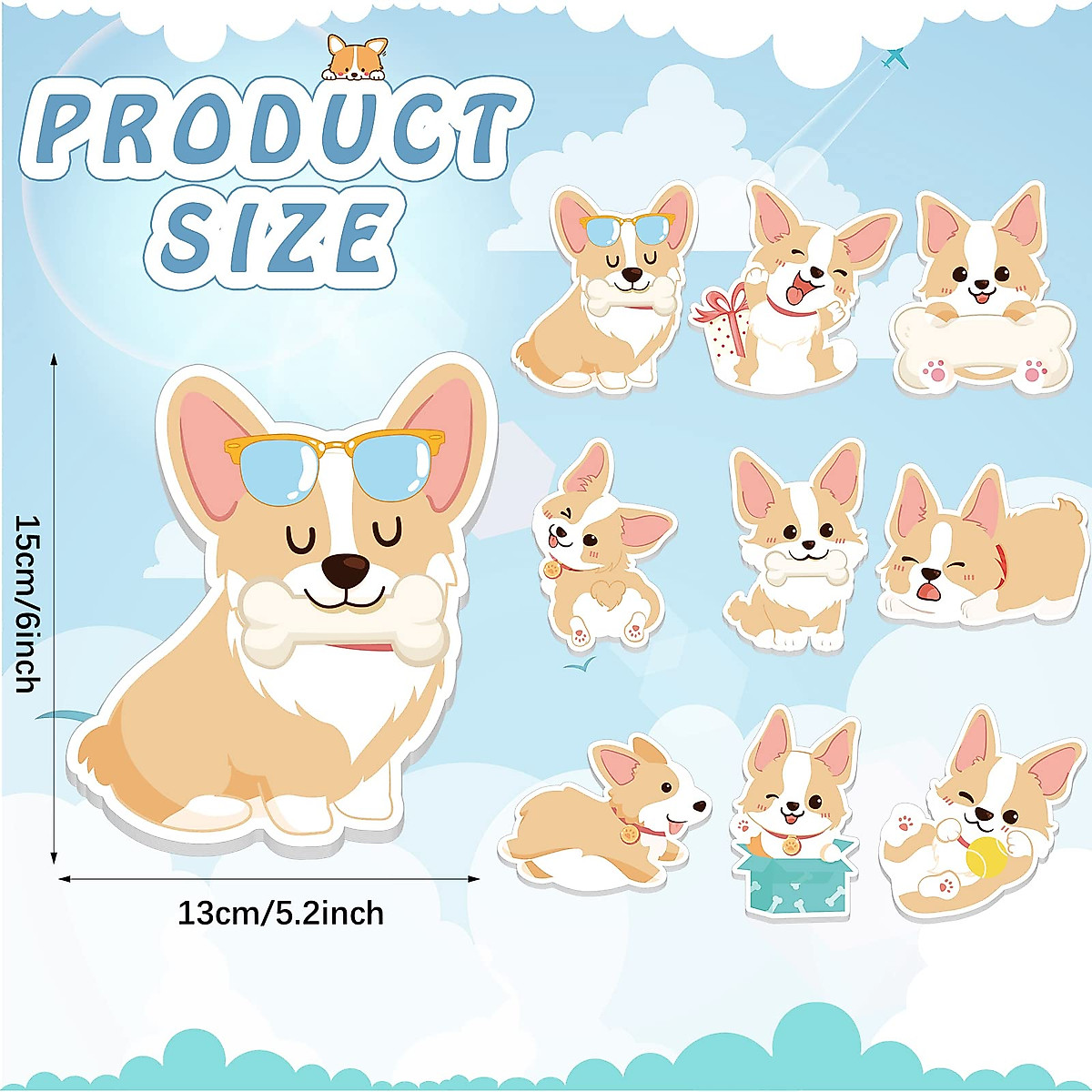 Gueevin 9 Pads Dog Sticky Notes Cute Cartoon Dog Memo Pad Gifts for Dog Lovers Funny Self Stick Note Pads Kawaii Humor Notebook Notepad for Office Classroom Supplies, 30 Pages/Pad (Corgi)