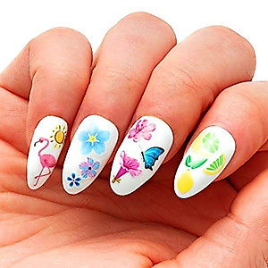 Alice & Tiggs Set of 12 Sheets Nail Art Stickers - Designer Nail Decals - Butterfly Nail Stickers for Women - Nail Stickers for Kids - Butterfly Nail Decals - Nail Sticker for Nail Decor