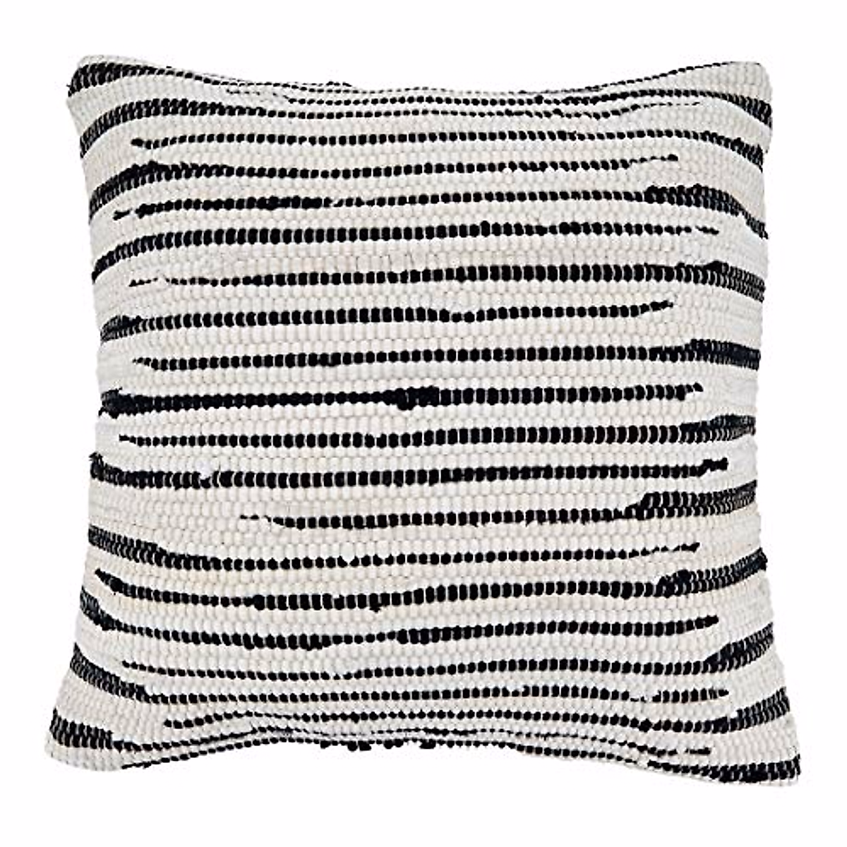 Fennco Styles Zebra Chindi Design 100% Cotton Decorative Throw Pillow Cover & Insert 22 x 22 Inch - Black & White Textured Accent Pillow for Home, Couch, Living Room and Office Décor