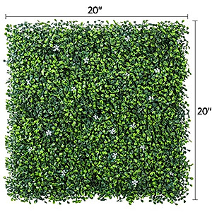 Yaheetech 12PCS 20" X 20" Artificial Boxwood Hedges Panels with Flowers,Topiary Hedge Plant Privacy Hedge Screen UV Protected Grass Backdrop Wall for Indoor Outdoor Garden Fence Backyard Decor