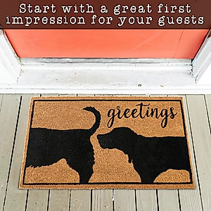 MAINEVENT Funny Dog Greetings Dog Door Mat 30x17 Inch, Funny Dog Welcome Mat, Welcome Mat Dog, Dog Front Door Mat, Dogs Welcome Coir Mat, Dogs Welcome Door Mat, Dogs Welcome Entrance Mat Doormat
