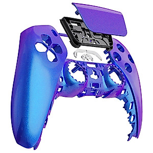 eXtremeRate Chameleon Purple Blue Touchpad Front Top Shell Compatible with ps5 Controller BDM-010 020 030 040 050, DIY Replacement Shell Custom Touch Pad Cover Compatible with ps5 Controller