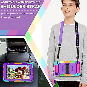 ausleben 2019 Case for Samsung Galaxy Tab A 8.0 inch case 2019,SM-T290/SM-T295.Full Body Protection Case with Built-in Screen Protector Pen Holder [360 Rotating Hand Strap] for T290 (Colourful)