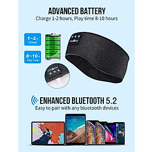 MUSICOZY Sleep Headphones Bluetooth Headband, Wireless Music Sleeping Headphones Sleep Mask Earbuds IPX6 Waterproof with Mic for Side Sleepers Workout Running Insomnia Travel Yoga, Pack of 2