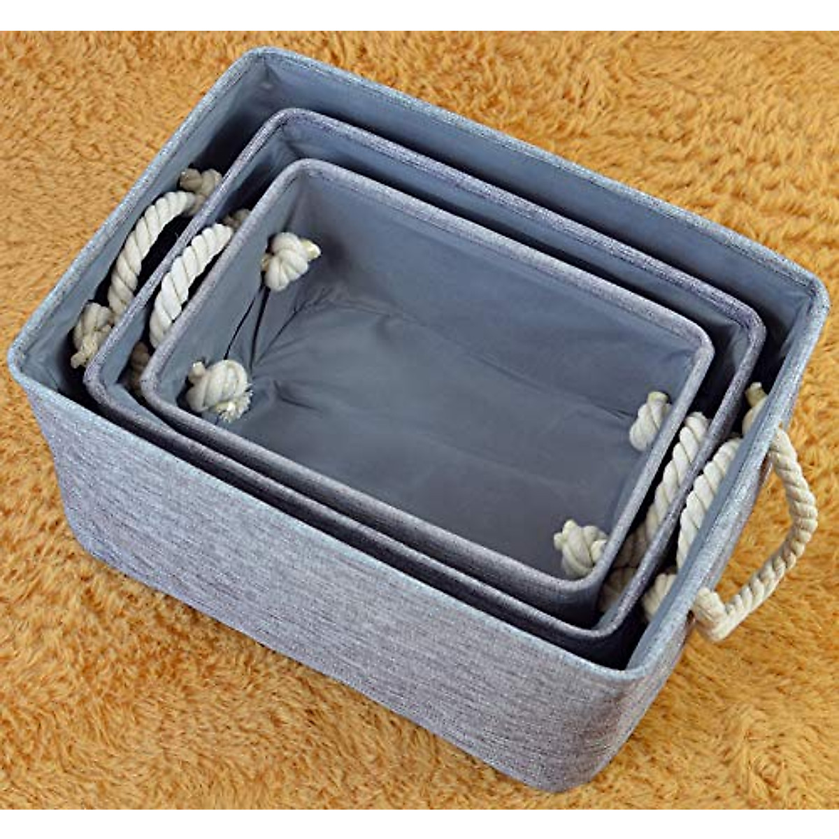 Silanto Storage Baskets Bins,Nursery Organizer Baskets for Toy Storage, Clothes Storage, Book Storage(Grey,14.4" L x 10.2" W x 6.3" H)