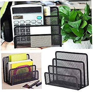 NUOBESTY School Metal Paper Holders Collection Folders Stacking Desktop Record Mail Folder Mesh Countertop Cell Duty Filing Desk Bill Organizer Holder Compartments Rack Letter Tray Home