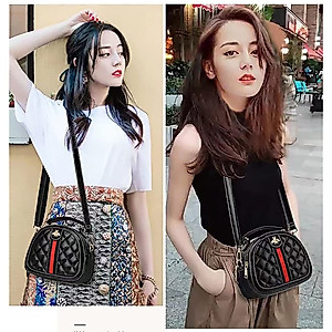 Beatfull Designer Bee Crossbody Bags for Women Stylish Round Quilted Shoulder Purse Small Leather Top Handle Cross Body Handbag