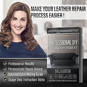 Black Leather Repair Kit for Furniture, Car Seats, Sofa, Jacket and Purse. PU Leather Leather Repair Paint Gel. Repair Tears & Burn Holes. Provide Color Matching Guide & Super Easy Instructions