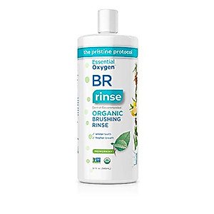 Essential Oxygen Certified BR Organic Brushing Rinse, All Natural Mouthwash for Whiter Teeth, Fresher Breath, and Happier Gums, Alcohol-Free Oral Care, Peppermint, 32 Ounce