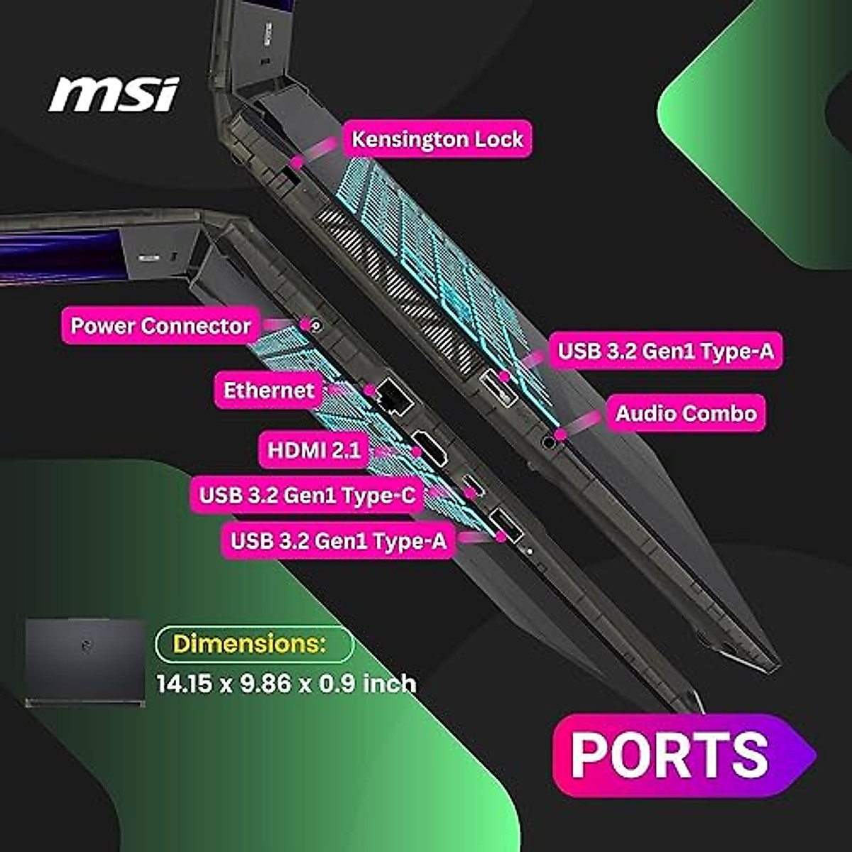 MSI Cyborg 15 Gaming Laptop, 15.6" FHD 144Hz Display, Intel Core i7-12650H, NVIDIA GeForce RTX 4060, 32GB DDR5 RAM, 2TB SSD, Webcam, Backlit Keyboard, Wi-Fi 6, Windows 11 Home, Translucent Black