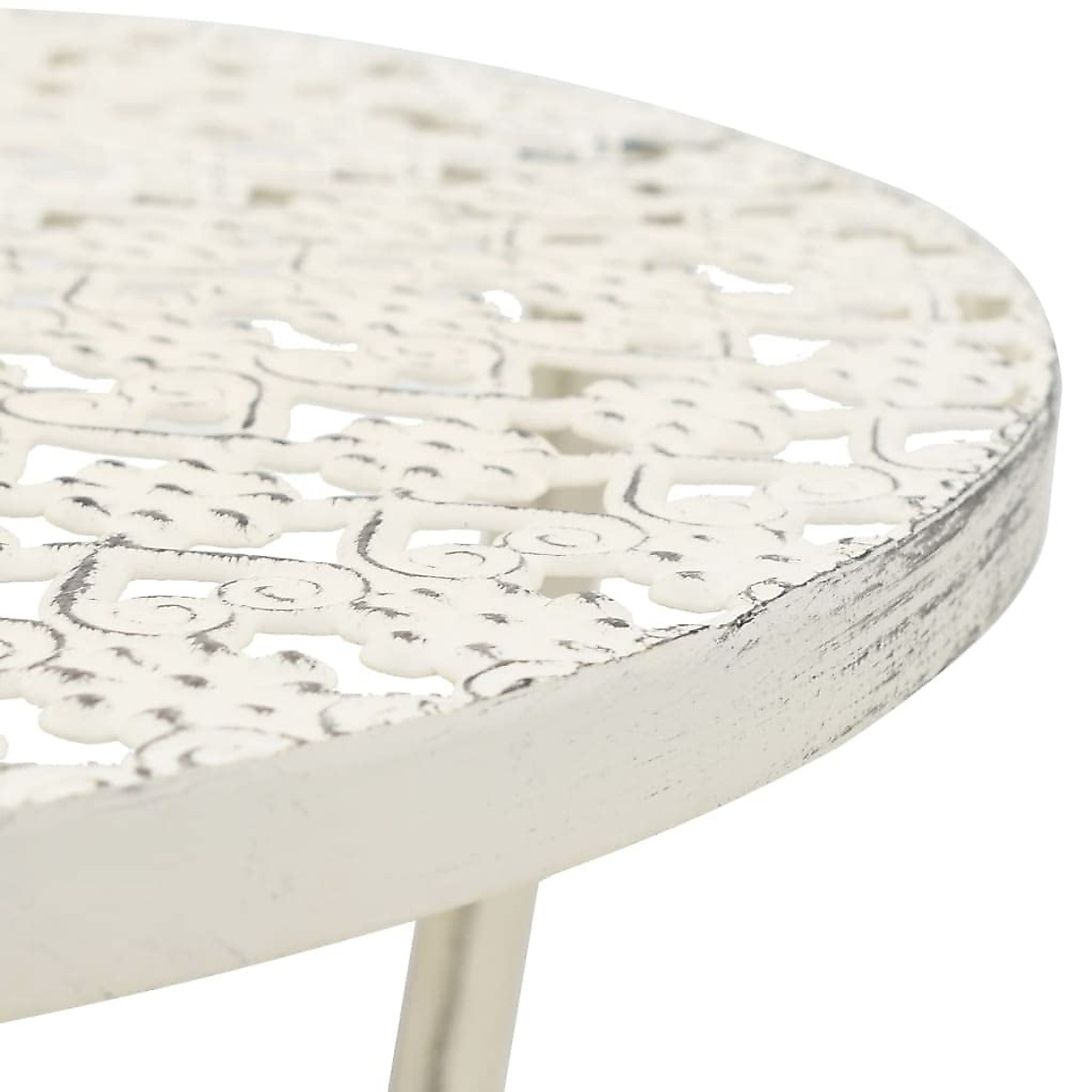 YPWRENH Entrance Tables Round Dining Table Bistro Table Vintage Style Round Metal 15.7 "x27.5 White for Dining Room, Kitchen or Living Room