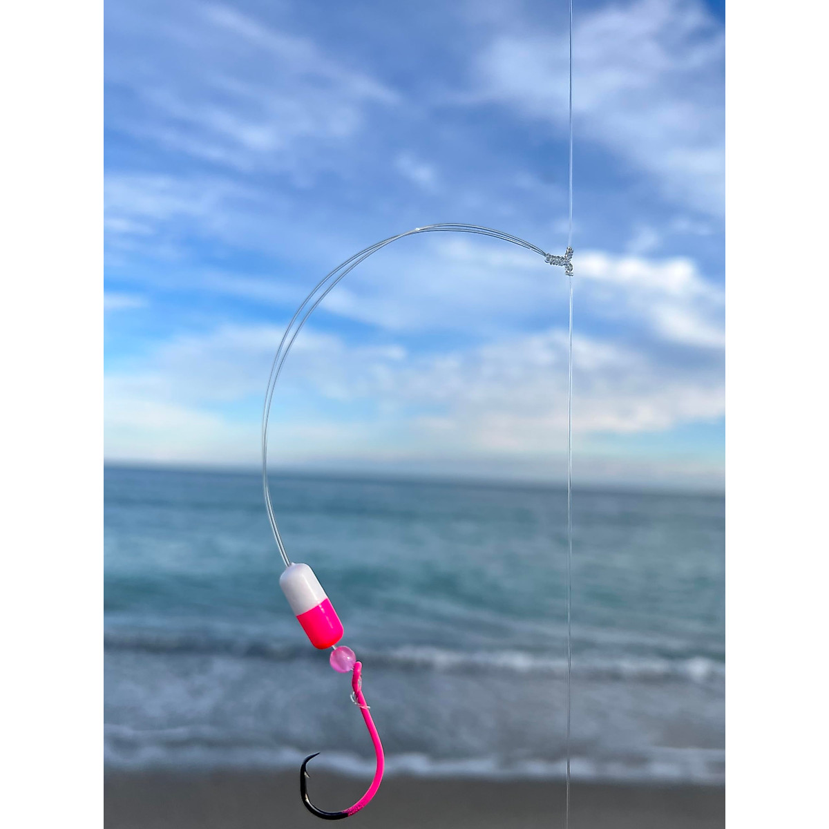 6 Pack 'Coquina Shells' Pompano Surf Fishing Rigs (25# Mono Pro-Tec Coated)