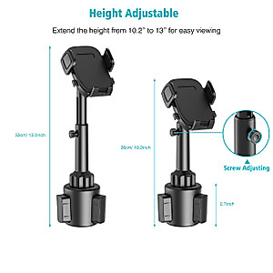 Outsolidep Cup Holder Phone Mount for Car, Universal Cupholder Cradle Cup Phone Holder for Car Truck with Adjustable Height, Expandable Base and 360° Rotation, Compatible with iPhones, Andriod Phones