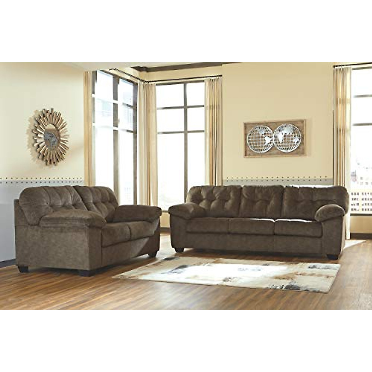 Signature Design by Ashley Accrington Plush Loveseat with Tufted Back, Brown