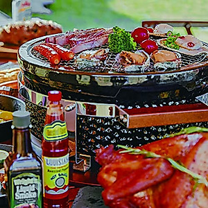 CNJerryXD Round Table Ceramic Grill Garden Outdoor Camping Portable Ambience BBQ Grill (13.4 Inch)