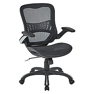 Office Star Riley Ventilated Manager's Office Desk Chair with Breathable Mesh Seat and Back, Black Base with Black