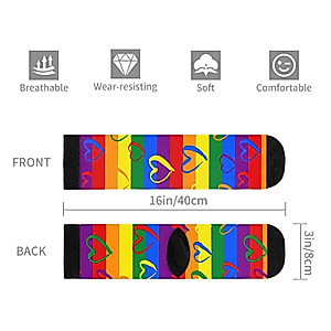 Jedenkuku Gay Pride Rainbow Colored Valentine Heart Novelty And Interesting Socks For Men And Women