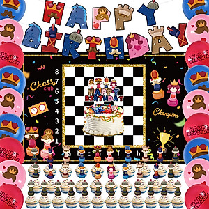 ADIANZI Chess Party Supplies Cartoon Medieval Chess Themed Party for Adults Kids Chess Birthday Party Decorations Kids Chess Party Backdrop Chess Birthday Banner