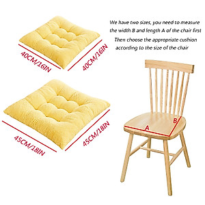 4 Pack Seat Cushion/Chair Cushion Pads with Ties Soft Comfortable Chair Cushions for Dining Room Chairs, Office Chairs, Desk Chair Cushion,C,18X18IN