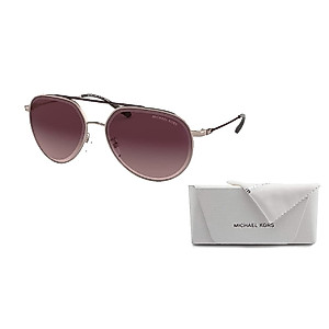 Michael Kors Antigua MK1041 Shiny Rose Gold/Cordovan Gradient 11088H 60MM Aviator Sunglasses for Women + BUNDLE With Designer iWear Eyewear Kit
