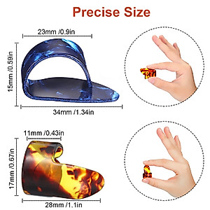 Thumb Picks Finger Picks, Medium, Flat Thumbpicks, Celluloid Guitar Thumb Finger Picks with Storage Box Case (12 Pieces, Thumb Finger Picks)