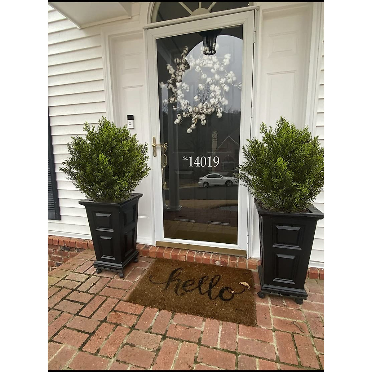 momoplant —24Inch/2 FT Outdoor Artificial Boxwood Garden Torch Shaped Topiary Tree Artificial Topiaries Bushes Potted Fake Plants Outdoor/Indoor Decor（Set of 2）