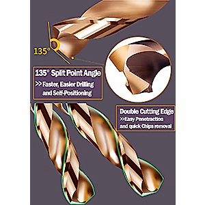 HSS Cobalt Drill Bit Set 9/32 Inch 10Pcs M35 Co Twist Jobber Length Steel Metal Drill Bits