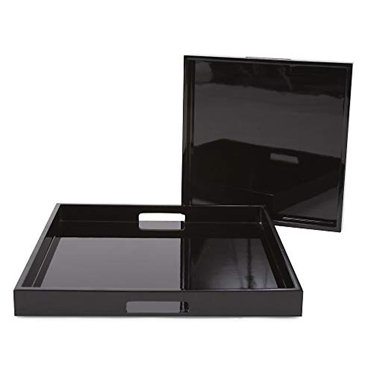 Howard Elliot Black Lacquer Square Wood Tray Set