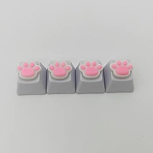 YupYay 4 Pack Custom OEM R4 Keycaps PBT Mechanical Keyboard Keycaps Cute Cat Paw Key Cap Kawaii Gaming Keycaps for Mechanical Keyboard with Keycap Puller (White Base)