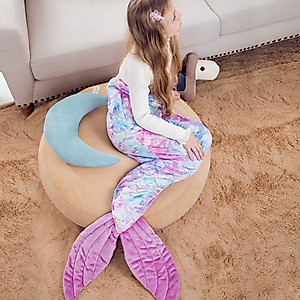 COSUSKET Mermaid Tail Blanket, Mermaid Blanket for Girls, All Seasons Soft Premium Colorful Fish Scale Design Snuggle Blanket