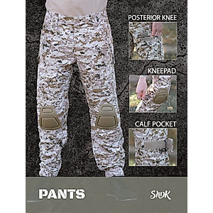 Military Uniform for Men - Camo Long Sleeve Shirt Men & G3 Combat Pants with Knee Pads - Combat Camouflage Tactical Suit - Fishing, Hunting, Shooting, Paintball, Airsoft Clothes 1/4 Zip (X-Large)