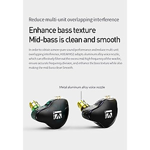 H HIFIHEAR KBEAR KS2 in Ear Monitors Earbuds, 1BA 1DD Stereo in Ear Earphones, HiFi IEM Headphone Headset Noise Cancelling Hybrid Earphone with Removable Cable for Running Walking (with mic, KS2 Cyan)