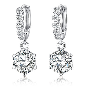 2-6CT Moissanite Hoop Earrings for Women, 6P D Color Ideal Cut 925 Sterling Silver Simulated Diamond Dangle Earrings with Certificate of Authenticity (4CT)