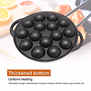 Cast Iron Takoyaki Pan,15 Hole NonStick Octopus Ball Maker Round Cooking Plate 1.5" Half Sphere Takoyaki Maker