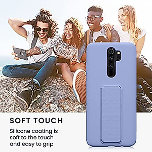 kwmobile Case Compatible with Xiaomi Redmi Note 8 Pro - Case with Hand Strap and Stand Soft TPU Silicone Coating - Lavender