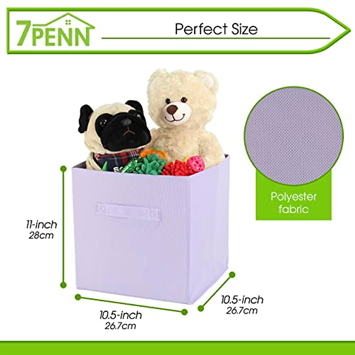 7Penn Basket Cube Storage Bins - 6pk Pastel 10in Square Collapsible Fabric Storage Cubes Organizer Bins for Playroom