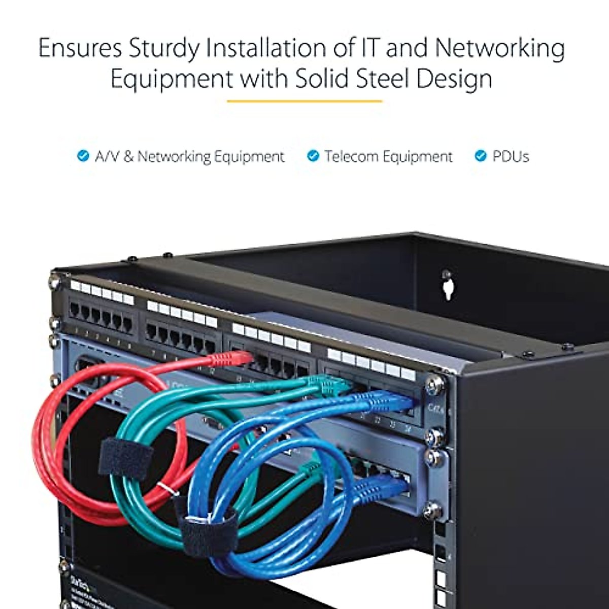 StarTech.com 6U Wall Mount Network Rack - 14 Inch Deep (Low Profile) - 19" Patch Panel Bracket for Shallow Server and IT Equipment, Network Switches - 44lbs/20kg Weight Capacity, Black (WALLMOUNT6)