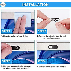 California JOS 12 Pack (4 Large + 4 Medium + 4 Small) 0.027 inch Ultra Thin Webcam Cover Slide Camera Blocker Protect Your Privacy Security for MacBook Air, Laptop, iPad, iMac, PC, iPhone 8/7/6 Plus