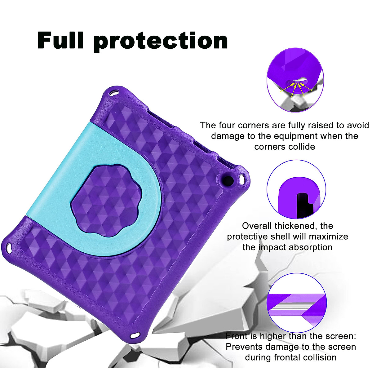 10in Tablet Case for Kids(2021 Release 11th Generation),OQDDQO iPad Light Weight Anti Slip Shockproof Kids Friendly Case for 10 inch Tablet (Purple1)