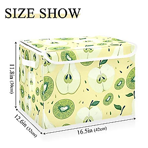 RunningBear Colorful-fruits-pattern Large Storage Bins with Lid Collapsible Storage Bin Cubes Boxes Shelves Cloth Baskets for Living Room Bedroom