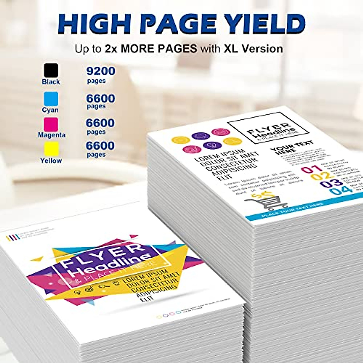 DOUBLE D Compatible Replacement for HP 970XL 971XL 970 971 Ink Cartridges (Upgraded Chip), Work for HP Officejet Pro X576dw X476dw X476nw X551dw X451dw X451dn (1B, 1C, 1M, 1Y) 4 Pack