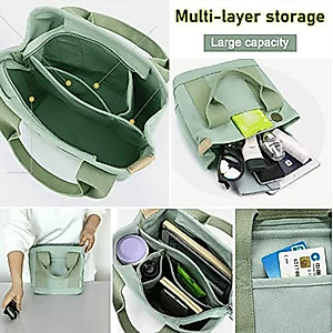 Large Capacity Multi Pocket Handbag, Ladies Fashion Canvas Tote, Canvas Bag With Zipper, Large Capacity Shoulder Bags (1PCS Black)