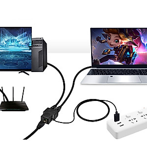 CERRXIAN RJ45 Network Splitter Adapter, RJ45 1 to 2 Female LAN Ethernet Network Splitter 2 Devices Share The Internet at The Same Time for Cat5, Cat5e, Cat6