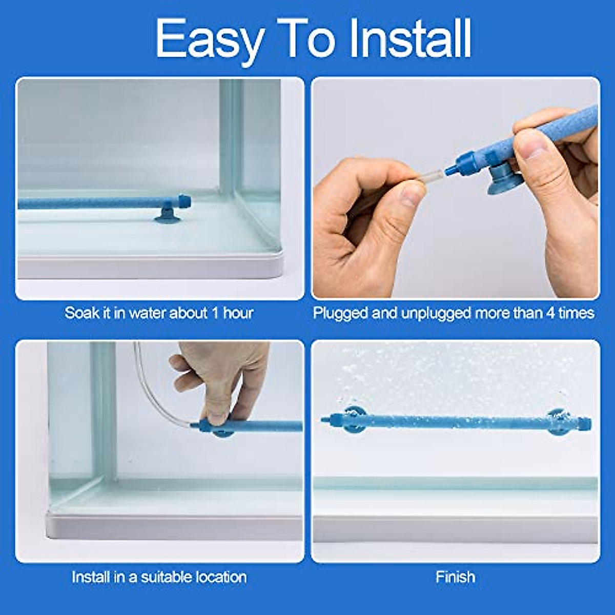 PAGOW 2 Pieces 7 Inch Aquarium Bubble Wall Air Stone Bar, Air Stone Bar Tubes with Suction Cups, Spray Aeration for Fish Tank Hydroponics Pump